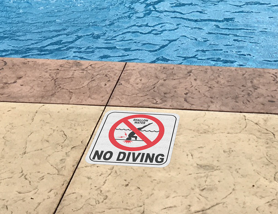 Vinyl Depth Marker Decal 6X6 "International No Diving (With Image)" 4 ...