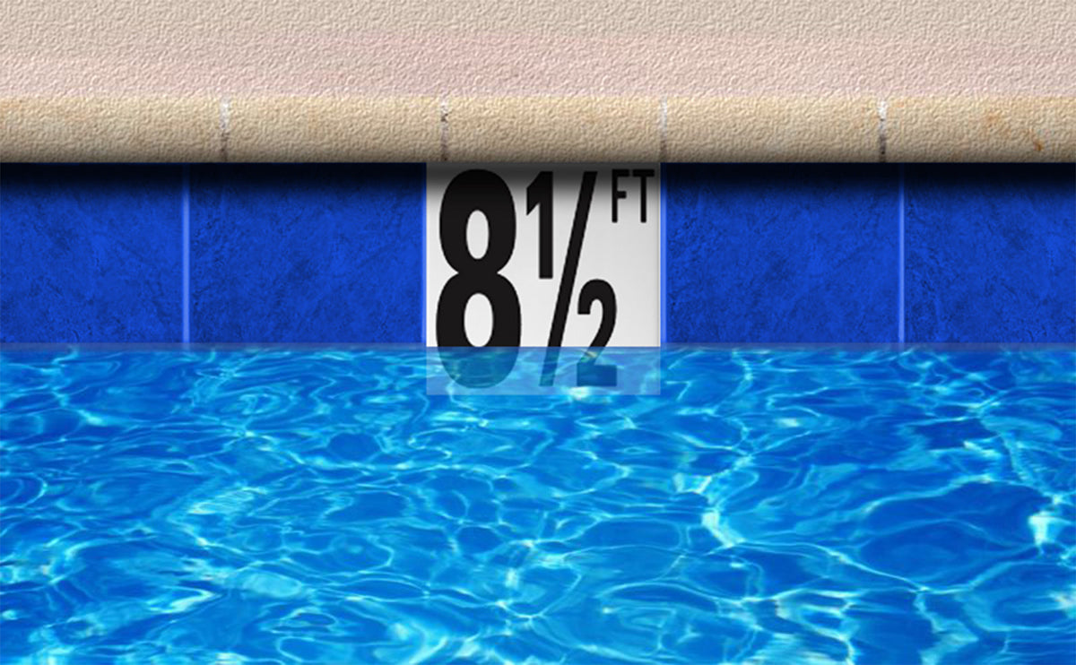 Ceramic Swimming Pool Deck Depth Marker " IN " Abrasive Non-Slip Finis ...